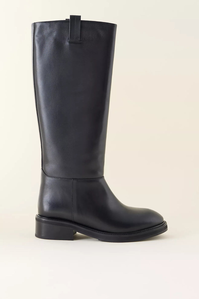 Flattered Frances Black Leather Boots– Willow & Wolf Marlborough