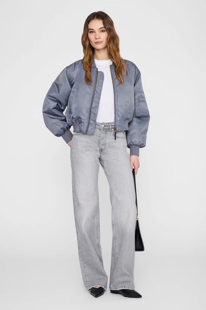 Anine Bing Cropped Leon Bomber in Dark Grey– Willow & Wolf Marlborough