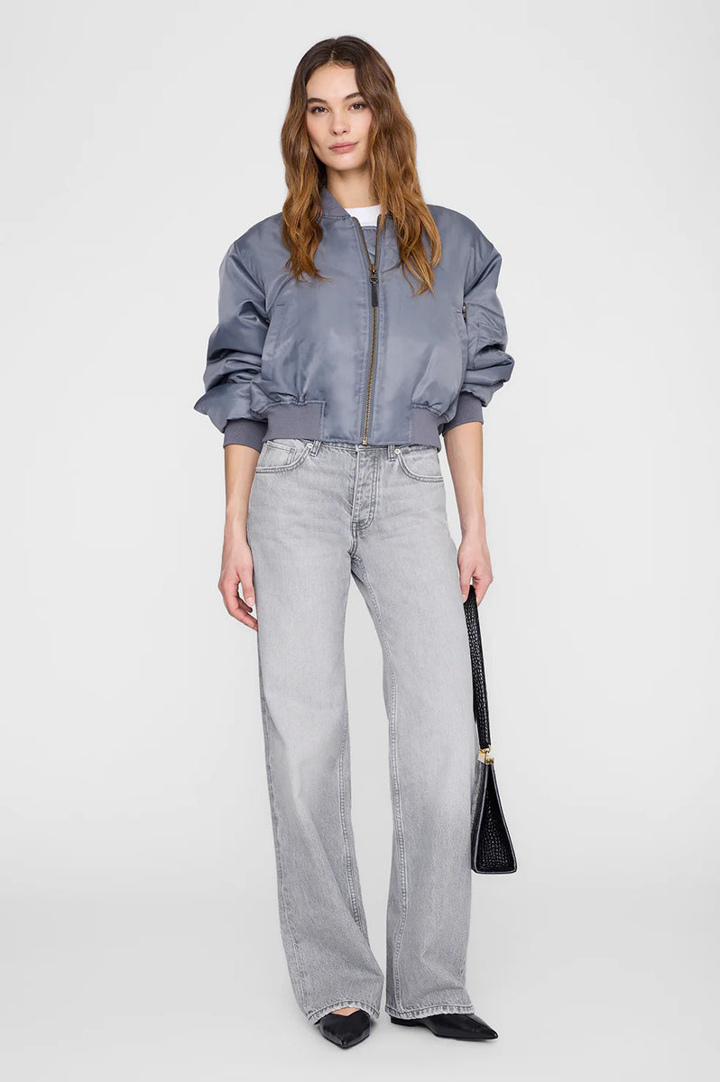 Anine Bing Cropped Leon Bomber in Dark Grey– Willow & Wolf Marlborough