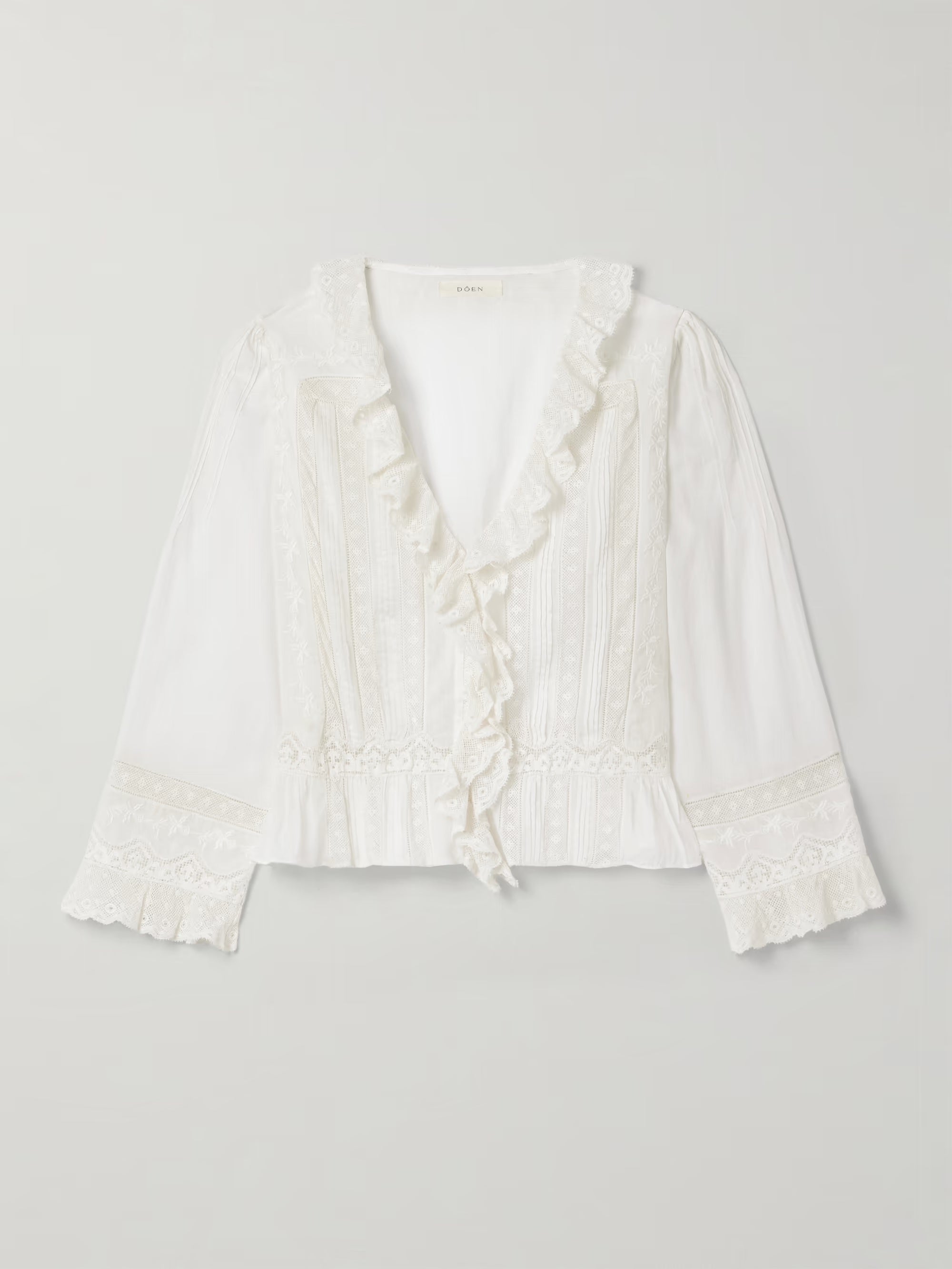 Doen Eldoris lace-trimmed blouse in Salt– Willow & Wolf Marlborough