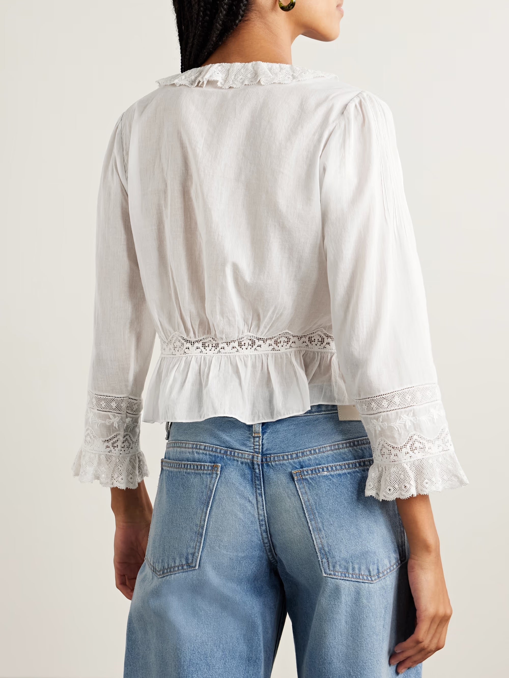Doen Eldoris lace-trimmed blouse in Salt– Willow & Wolf Marlborough