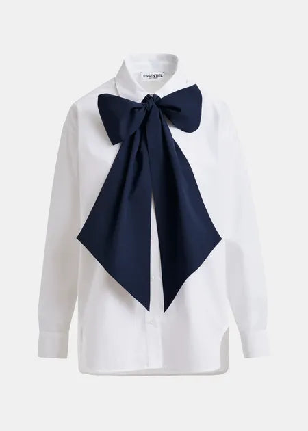 Essentiel Antwerp Jambers Bow Collar Shirt in White And Navy– Willow ...