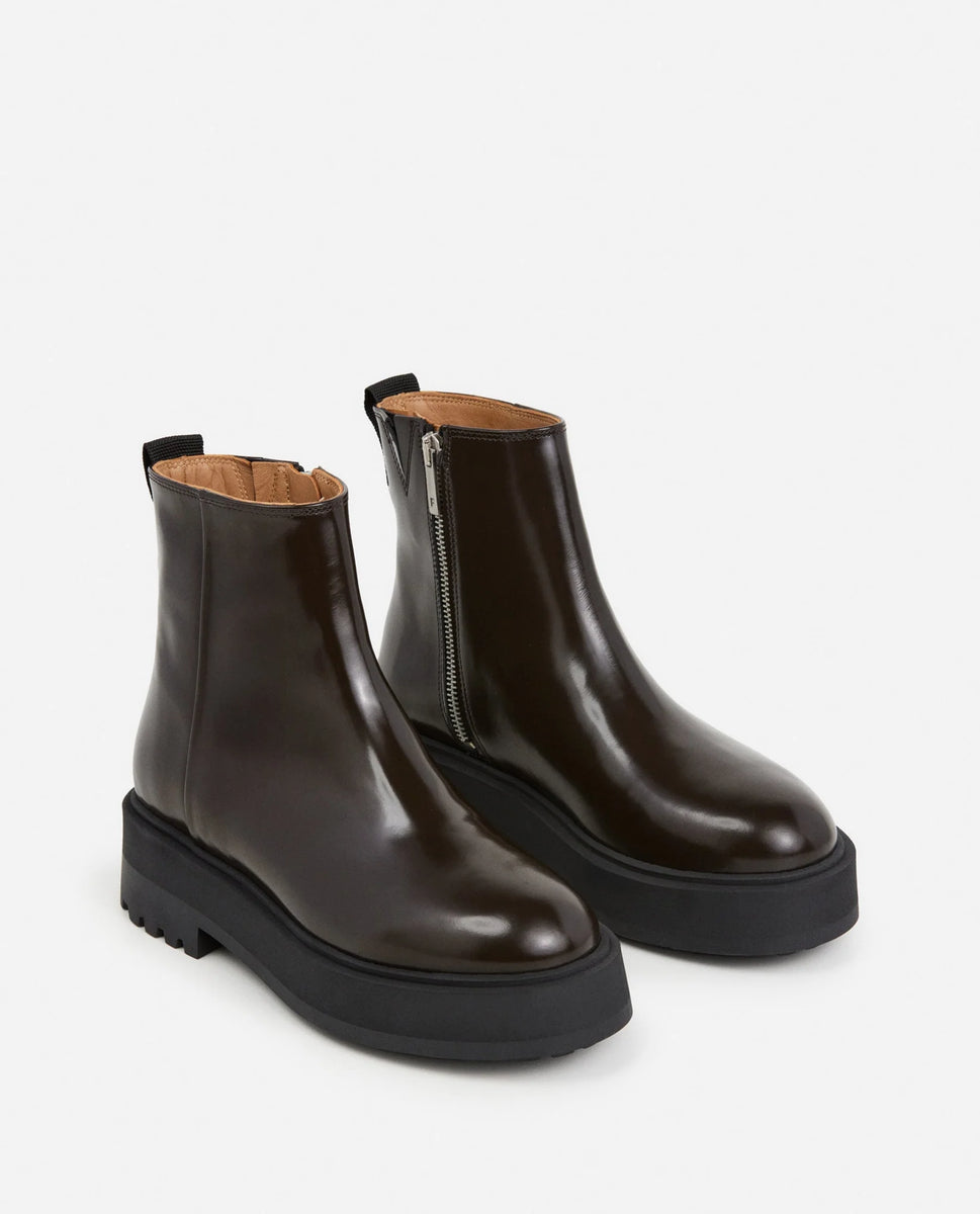 Flattered Assia Leather Chocolate Boot– Willow & Wolf Marlborough