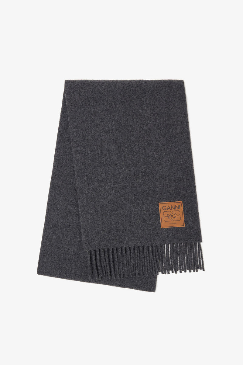 Ganni Double Face Wool Solid Scarf in Paloma Melange– Willow & Wolf ...