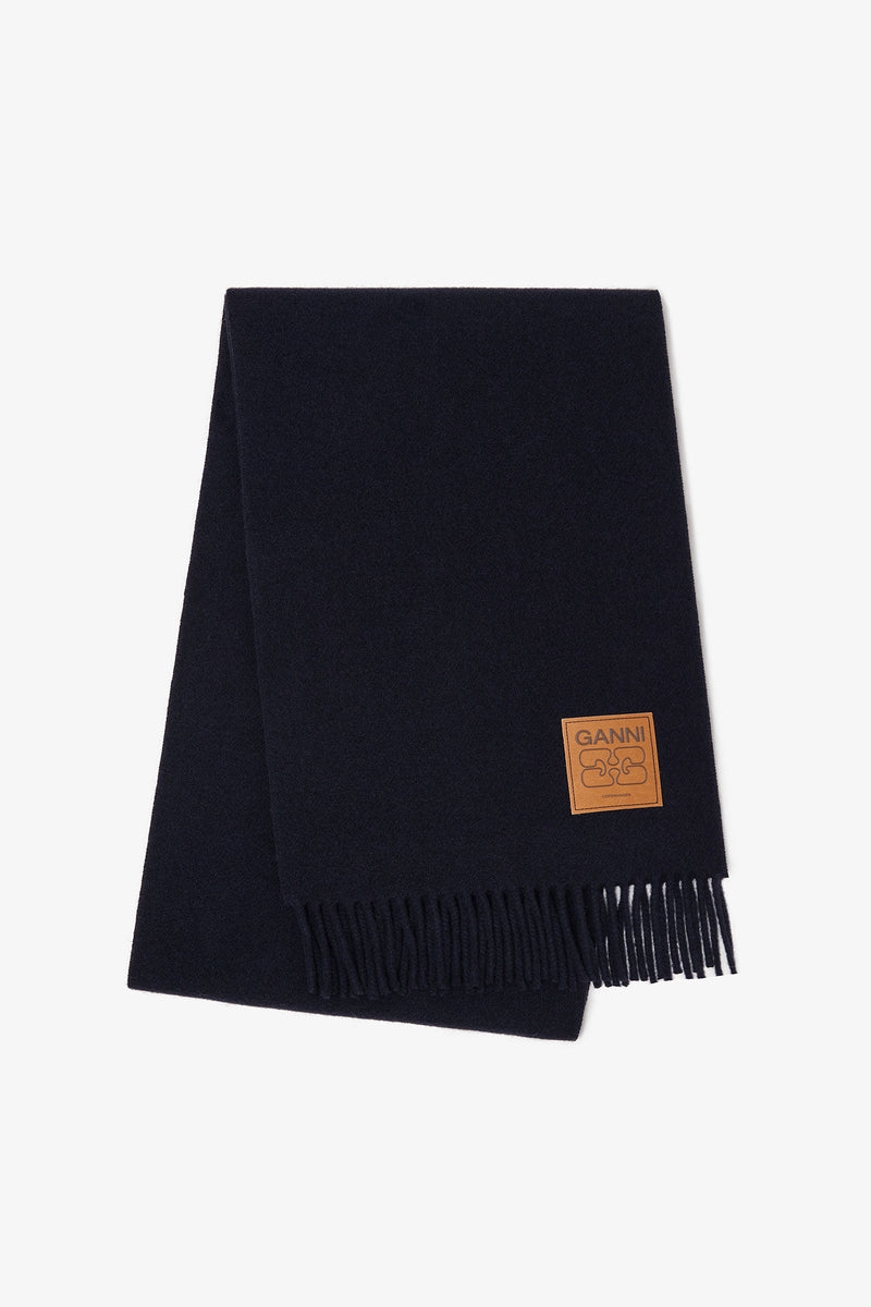 Ganni Double Face Wool Solid Scarf in Sky Captain– Willow & Wolf ...