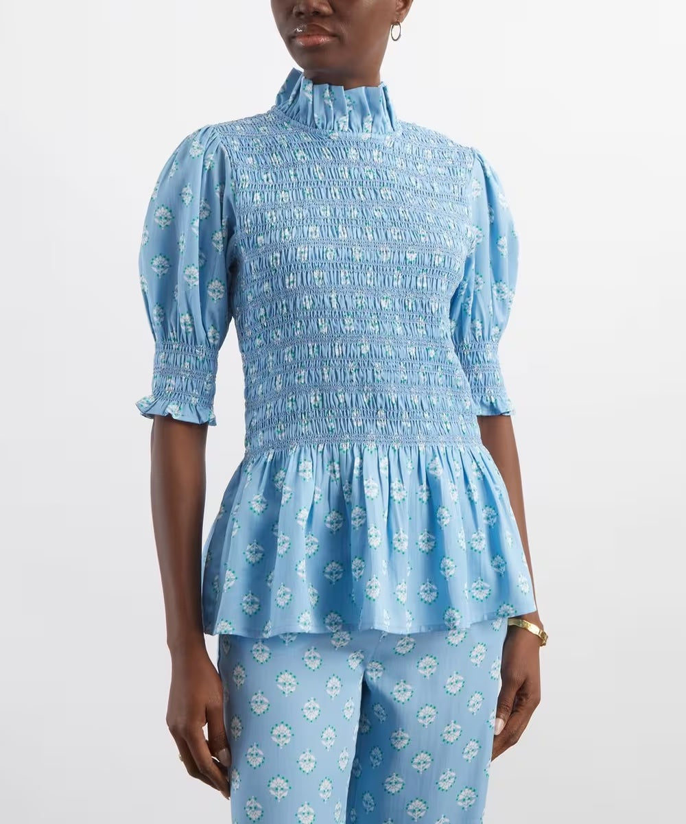 Maria De La Orden Aleria Short Sleeved Shirt in Blue Flowers– Willow ...
