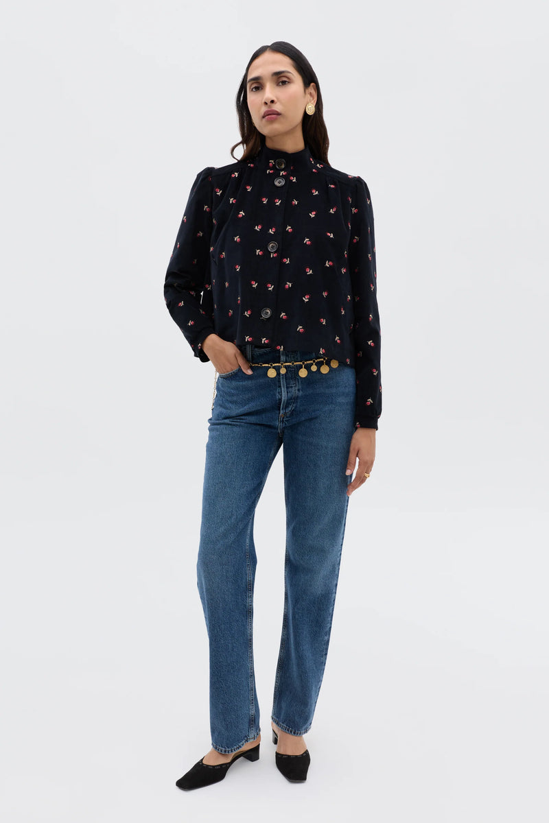 Rixo Nyla Cotton-Corduroy Jacket in Dandy Embroidery Deep Navy– Willow ...