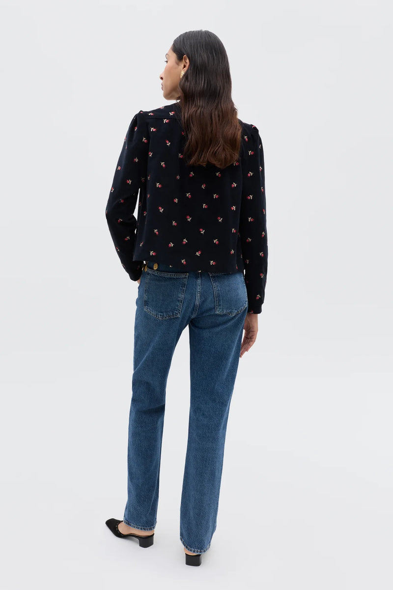 Rixo Nyla Cotton-Corduroy Jacket in Dandy Embroidery Deep Navy– Willow ...