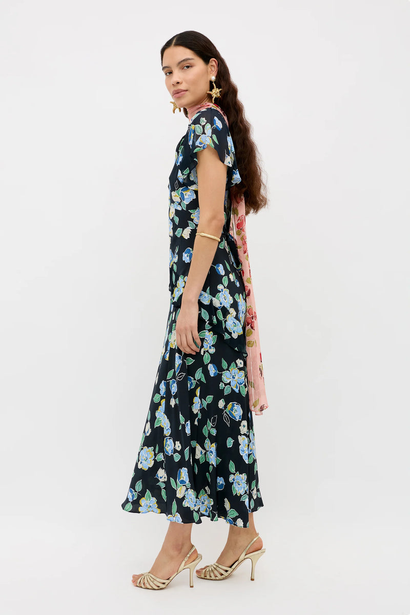 Rixo Evie Midi Dress in Kimmie Floral Navy– Willow & Wolf Marlborough