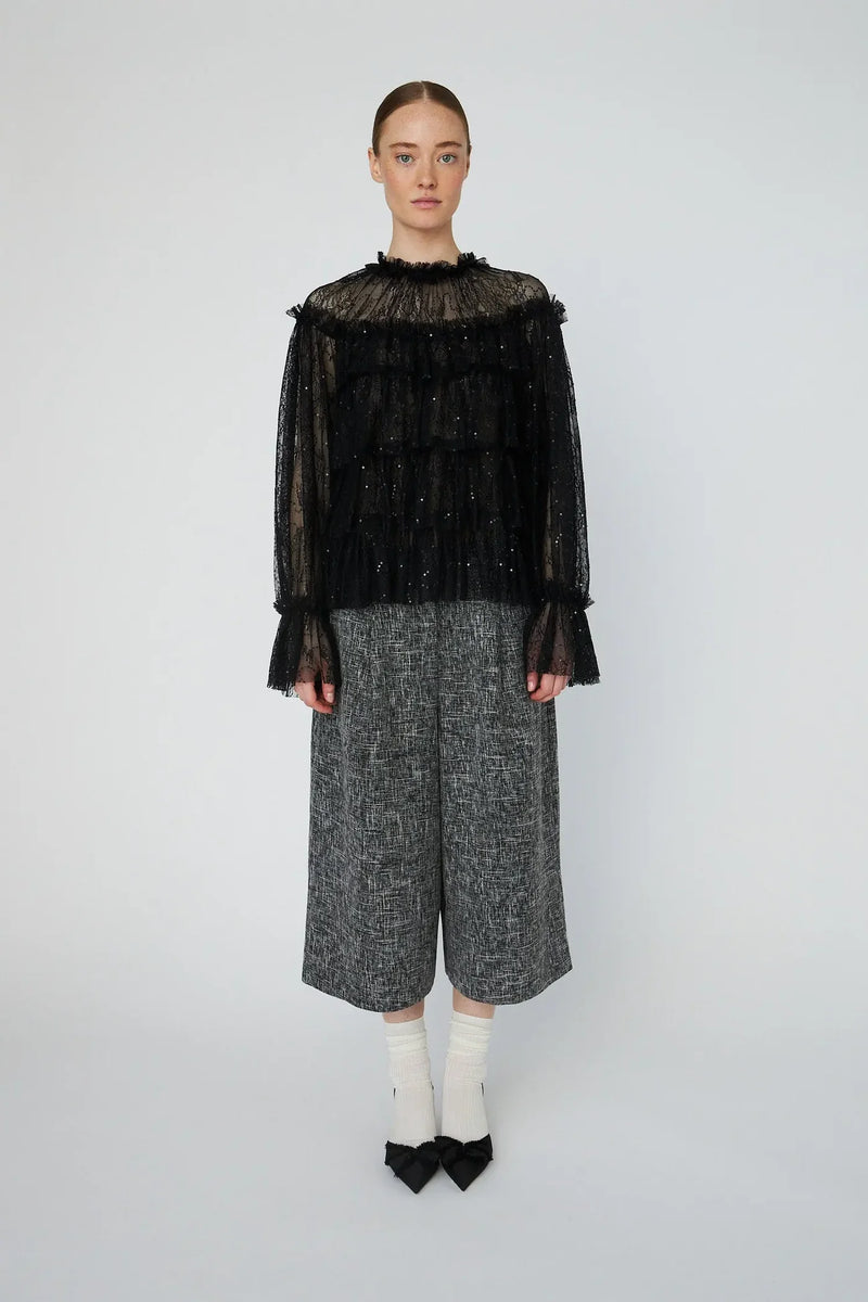 Stella Nova Sheer Frill Lace Blouse in Black– Willow & Wolf Marlborough