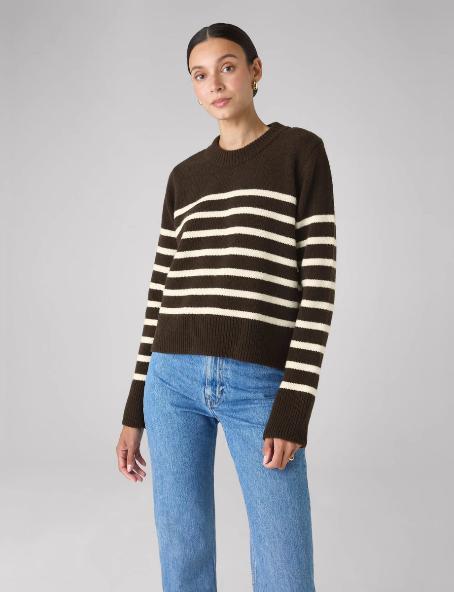 With Nothing Underneath Devon Jumper in Chocolate & Cream Stripes ...