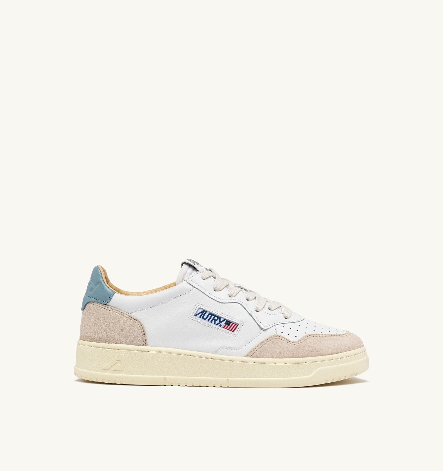 Autry Medalist Low Sneakers in White and Silver Blue Leather Suede ...
