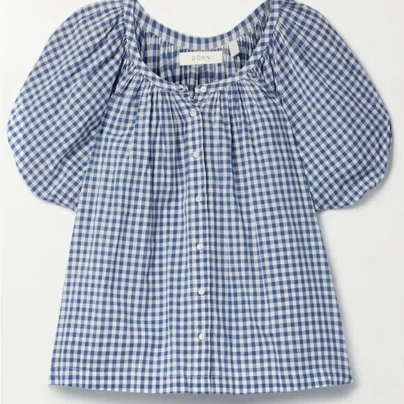 Doen June Blouse in Blue Gingham– Willow & Wolf Marlborough